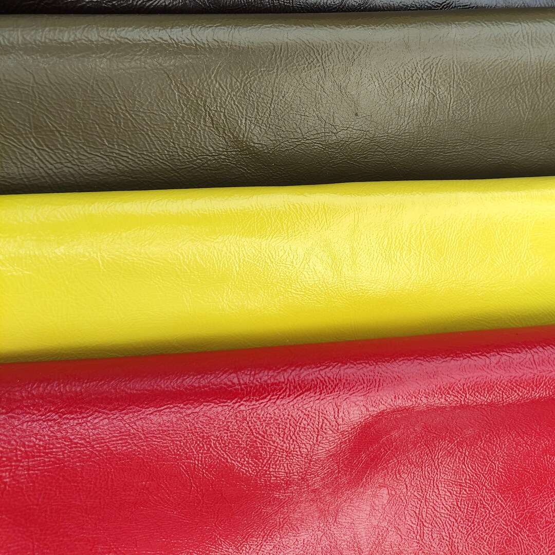 Italian Soft Patent Kangaroo Hides in Yellow Red and Khaki Green, Thin ...