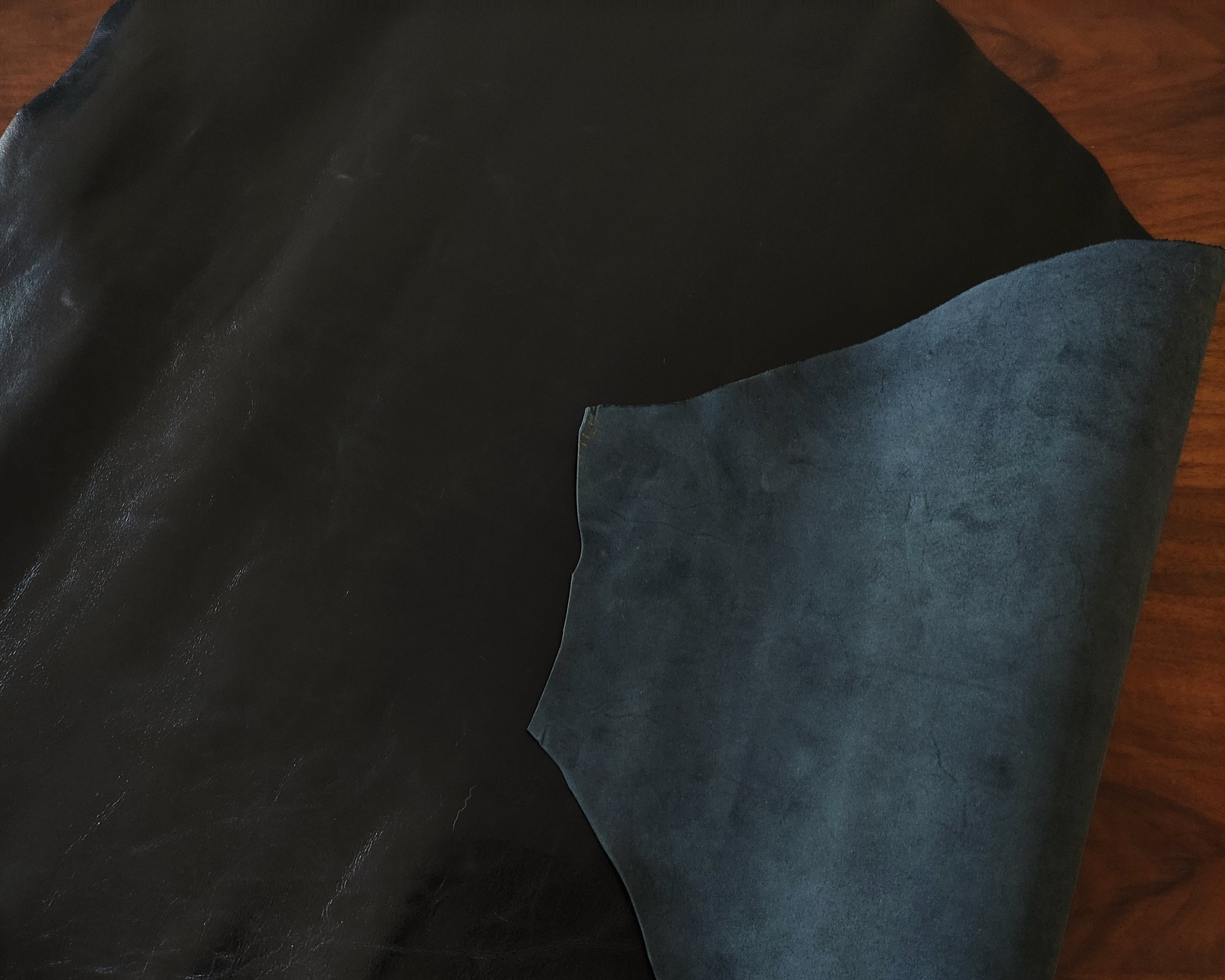 Shiny Black Thin Kangaroo Hides, Veg Tan Glossy K Leather, Full Grain ...