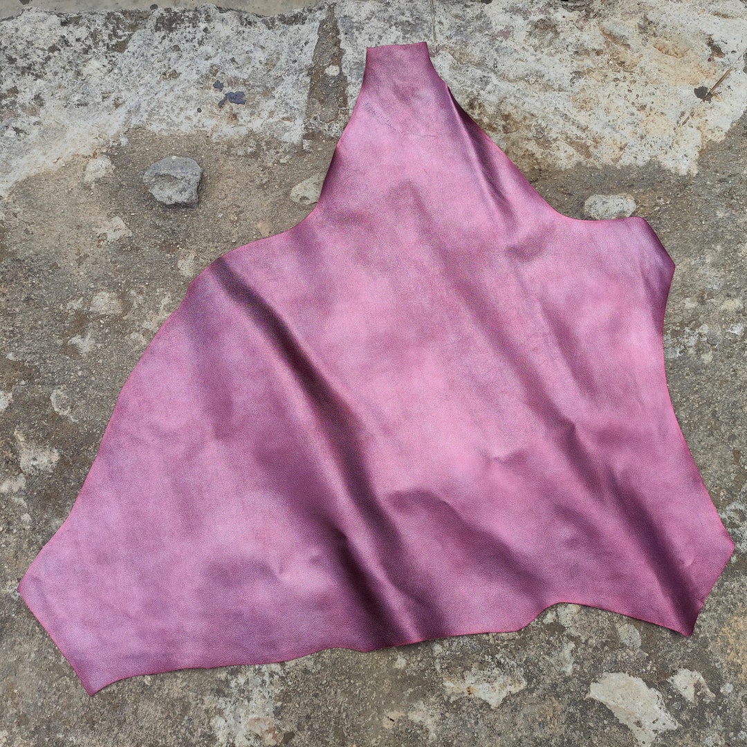 Eggplant Purple Metallic Caviar Textured Kangaroo Hide, Embossed ...