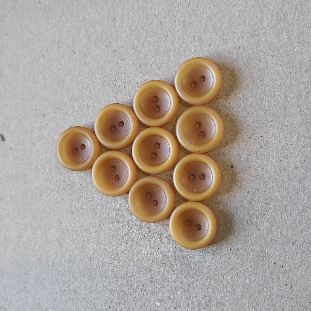 Small Vintage Brown Round Plastic Buttons With 2 Holes, Retro Sewing ...