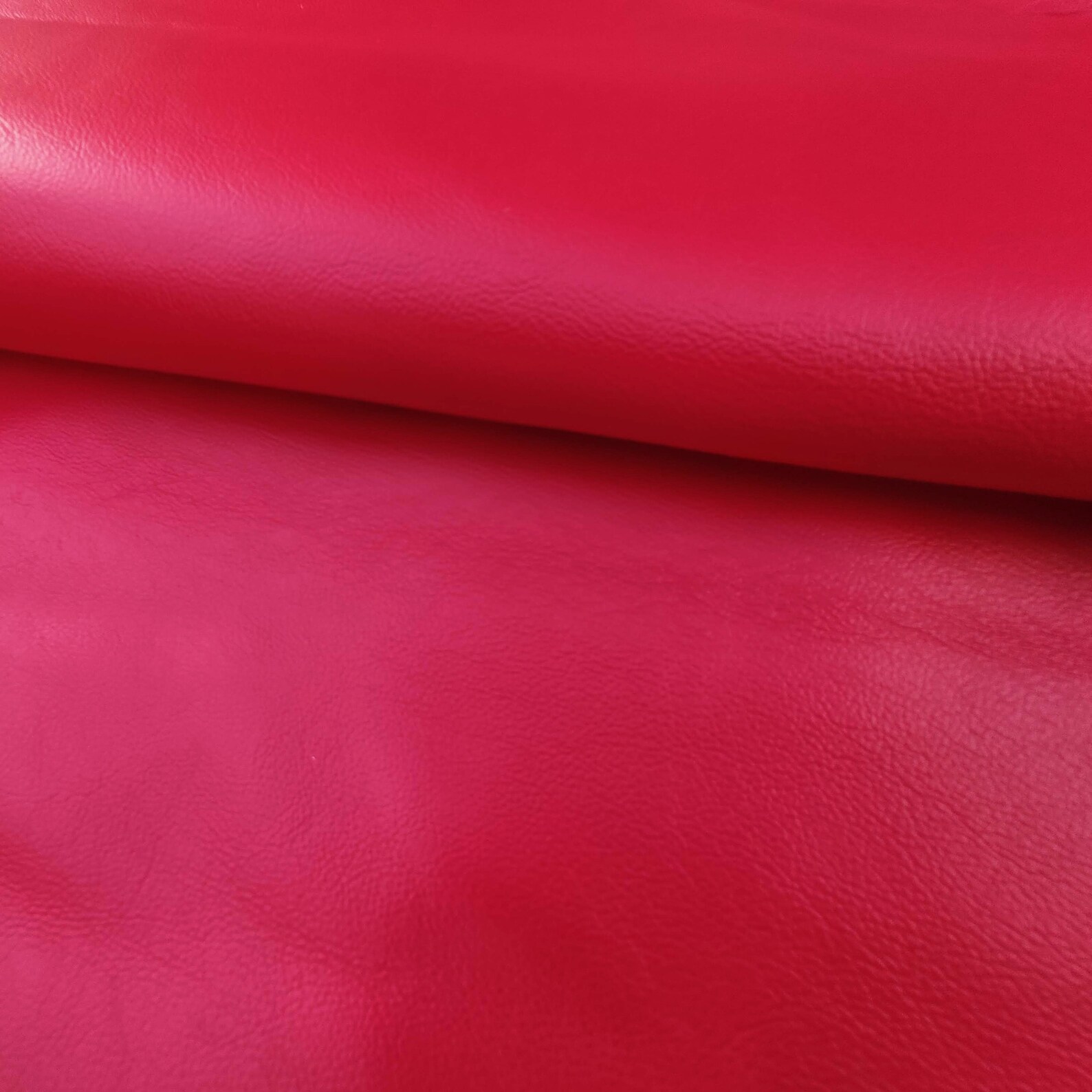 Cherry Red Full Grain Kangaroo Leather Hide, Veg Tan Shiny Luxury Soft ...