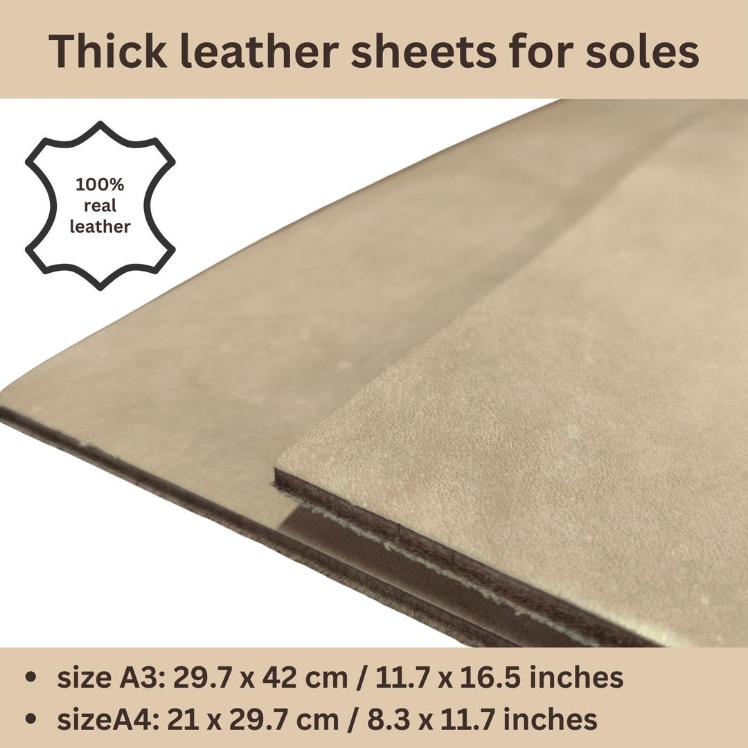 Thick Veg Tan Natural Leather Sheets for Soles, Midsoles, Tooling, and ...