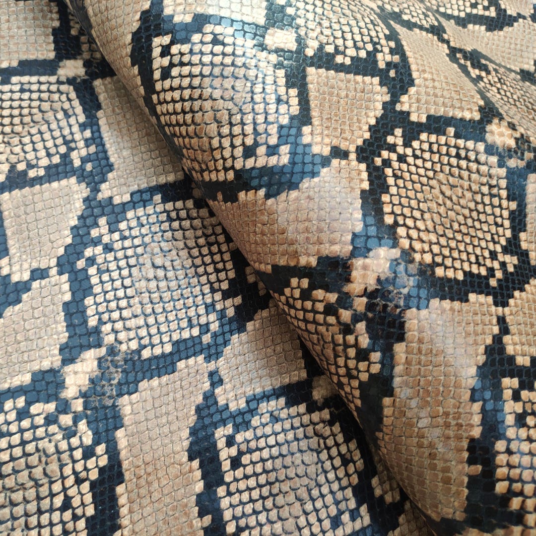 Tan Brown Python Embossed Veg Tan Goat Hide, Snake Textured Genuine ...