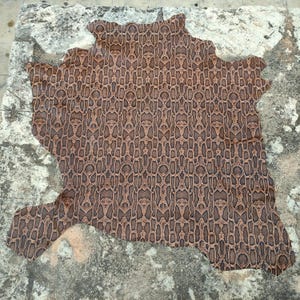 Brown Python Embossed Veg Tan Goat Hide, Snake Textured Genuine Leather ...