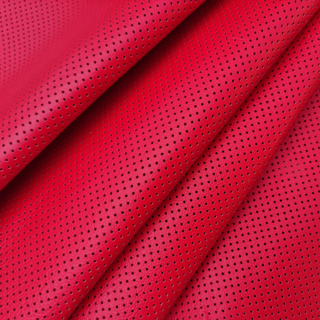 Cherry Red Perforated Kangaroo Leather Hides, Soft Premium Full Grain ...