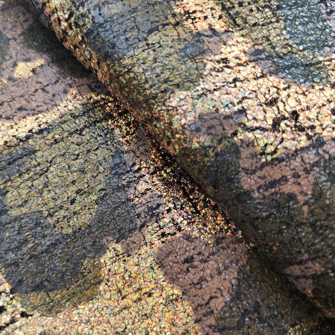 Camo Rainbow Iridescent Italian Hide Pieces, Leather Fabric Supplies ...