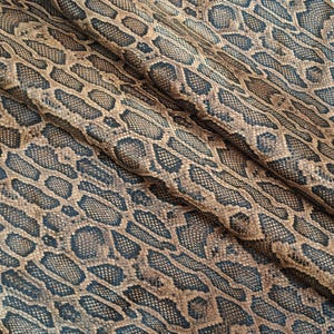 Brown Python Embossed Veg Tan Goat Hide, Snake Textured Genuine Leather ...