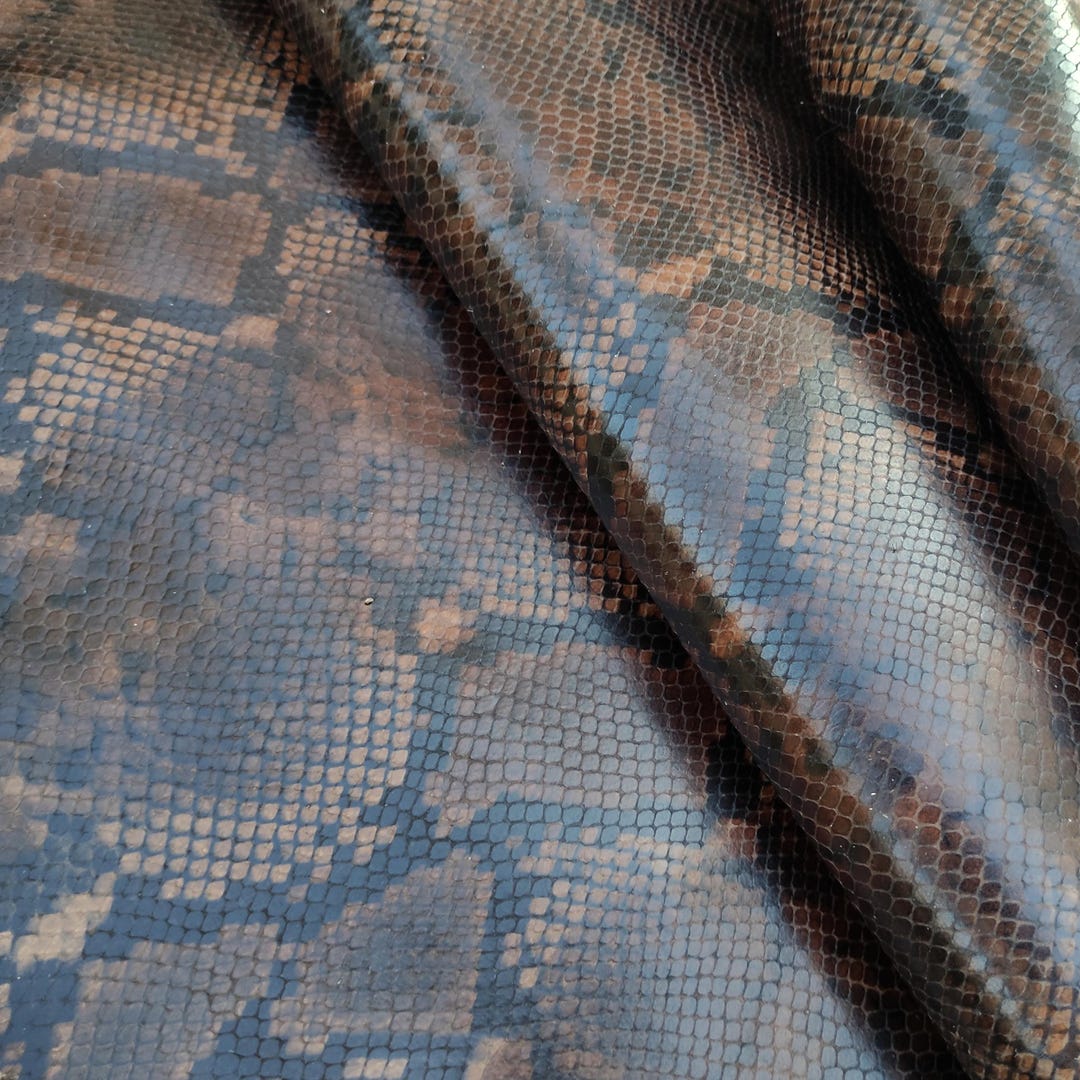 Dark Brown Python Embossed Veg Tan Goat Hide, Snake Textured Genuine ...