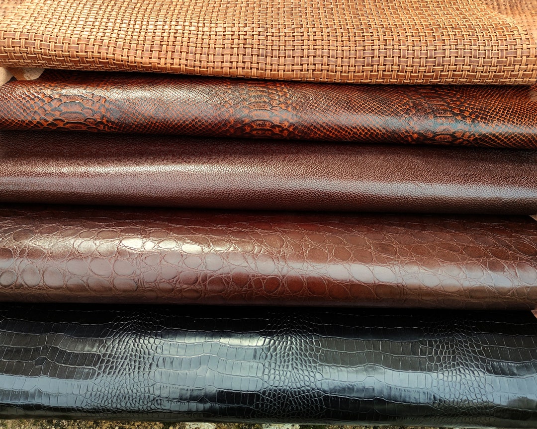 Embossed Veg Tan Brown Kangaroo Hides, Genuine Italian Textured Leather ...