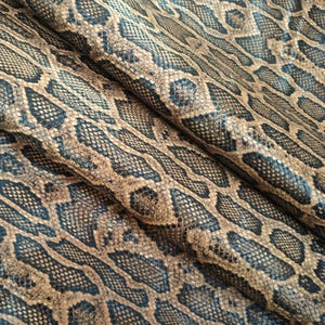 Brown Python Embossed Veg Tan Goat Hide, Snake Textured Genuine Leather ...