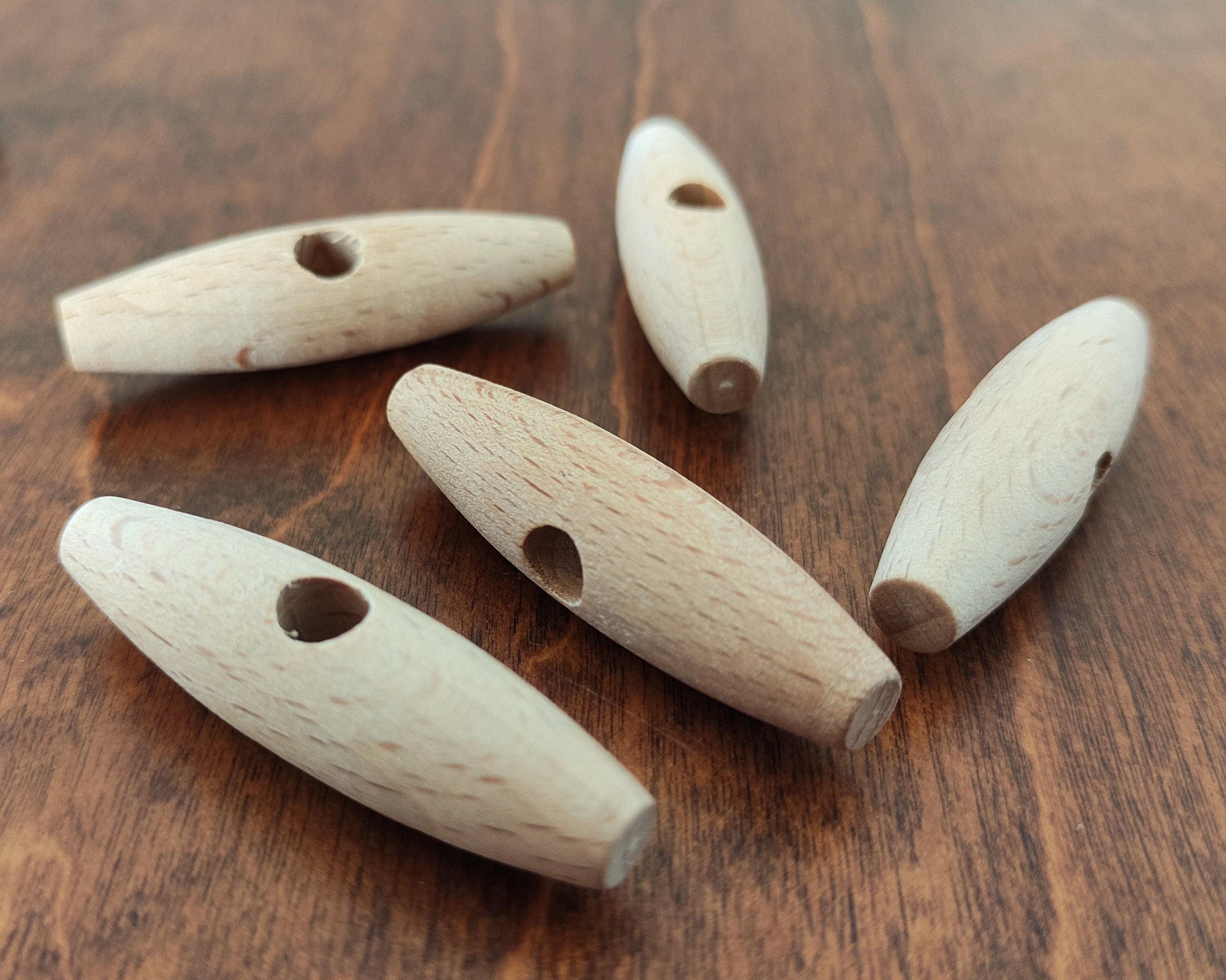 Natural Wood Single Hole Buttons for Coats, 50mm Toggles , Made in ...