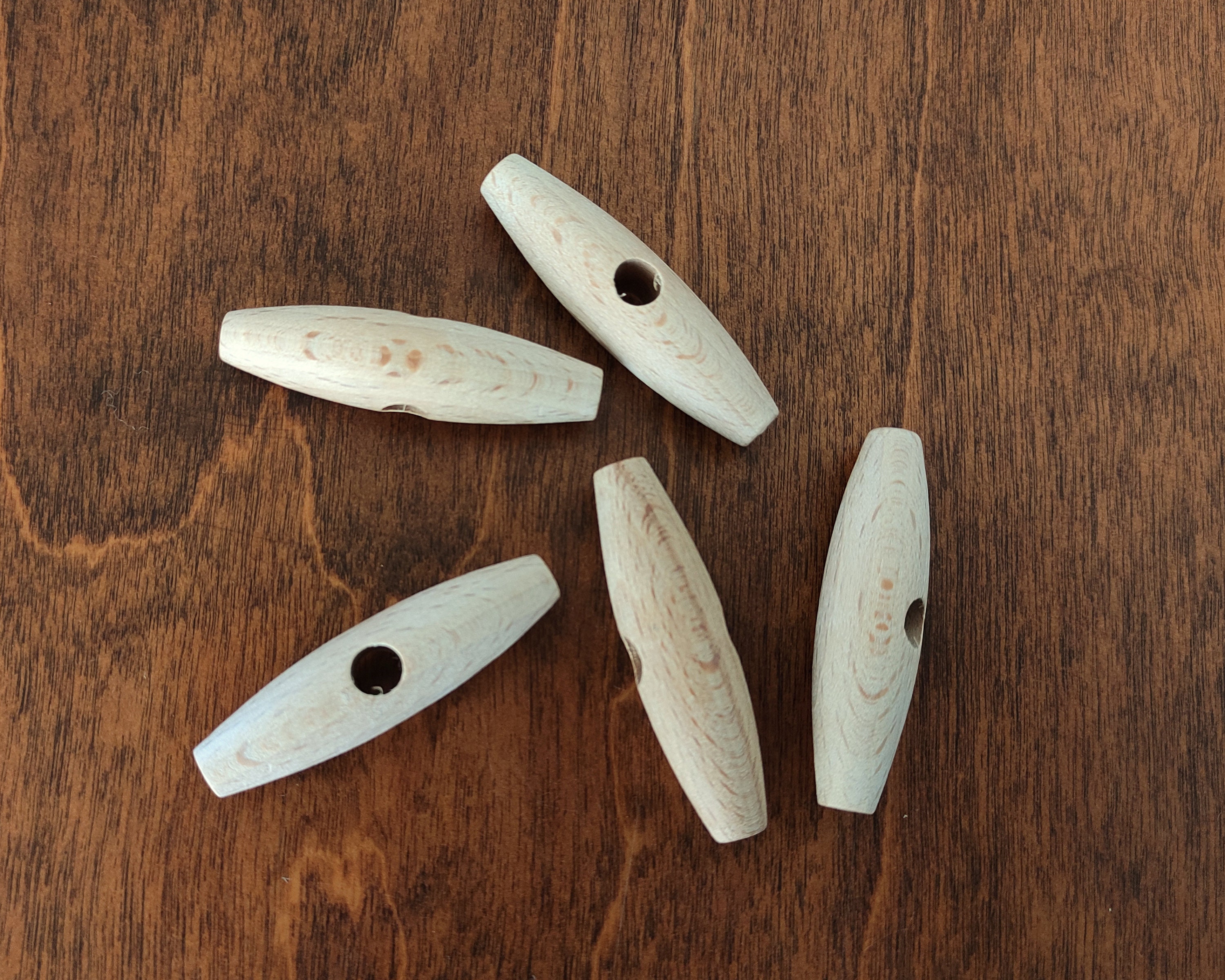 Natural Wood Single Hole Buttons for Coats, 50mm Toggles , Made in ...