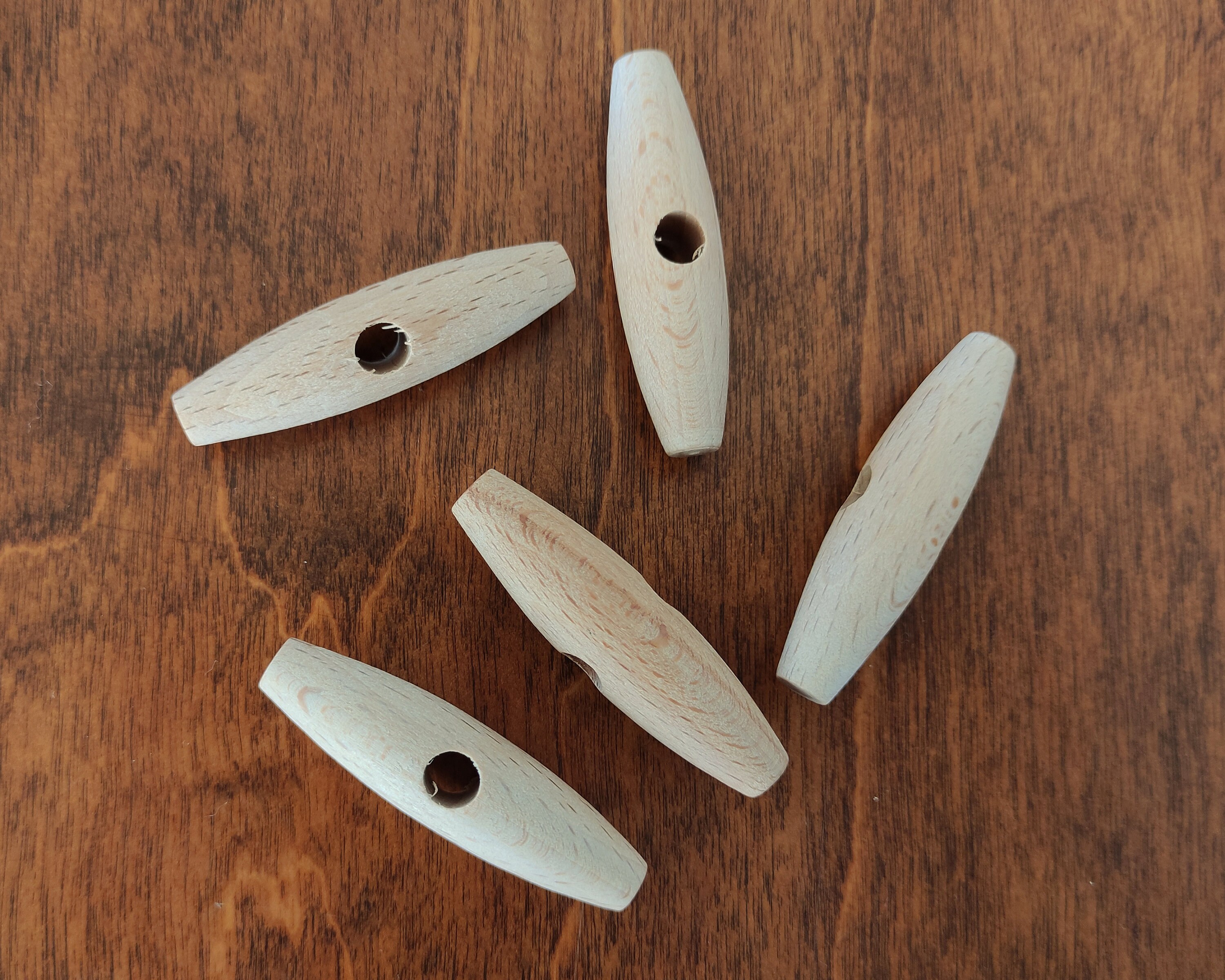 Natural Wood Single Hole Buttons for Coats, 50mm Toggles , Made in ...