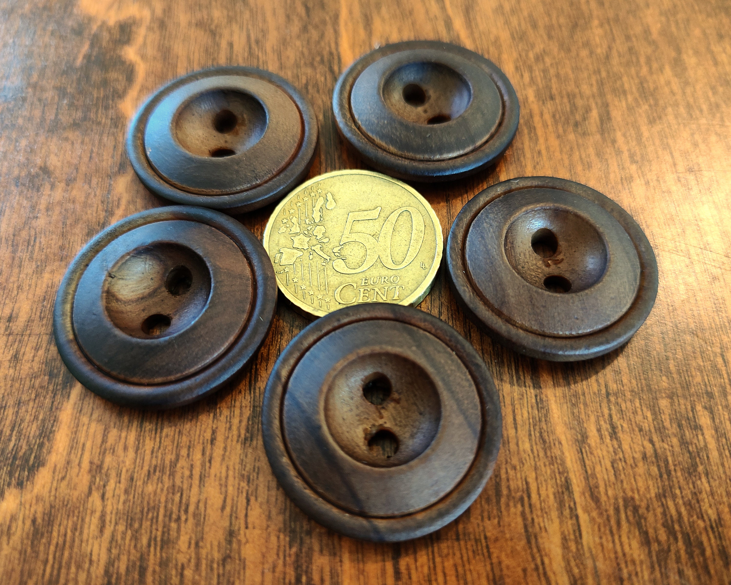 5 Dark Brown Wooden 25mm 1 Inch 2 Hole Round Buttons Olive - Etsy