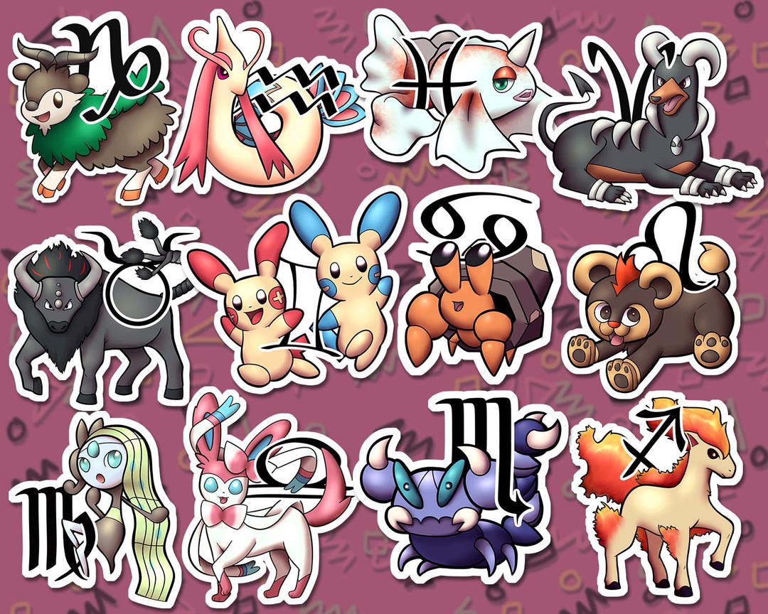 Pokémon Zodiac Astrology Themed Vinyl Weatherproof Sticker - Etsy
