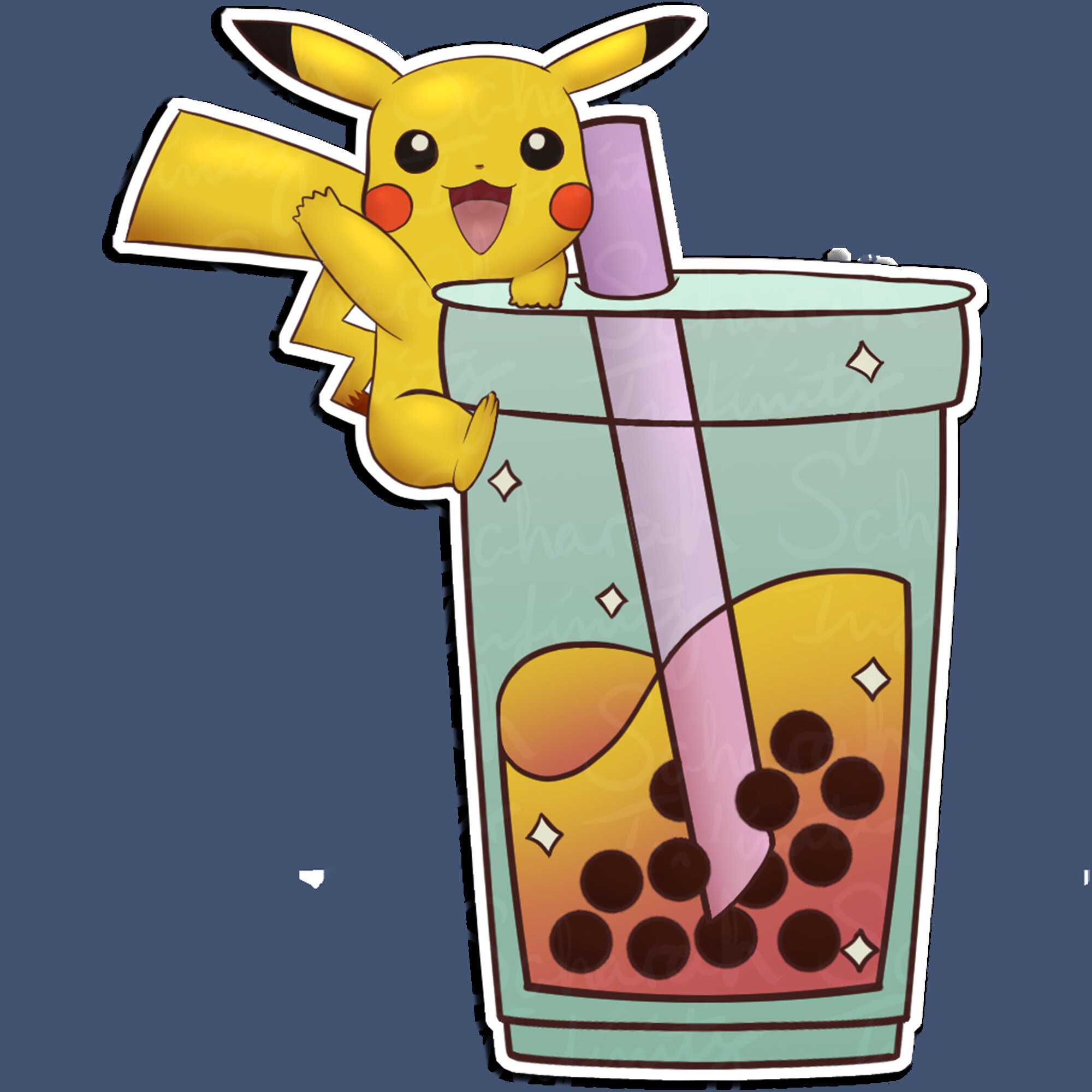 Pikachu Pokemon Boba Vinyl Weatherproof Sticker - Etsy