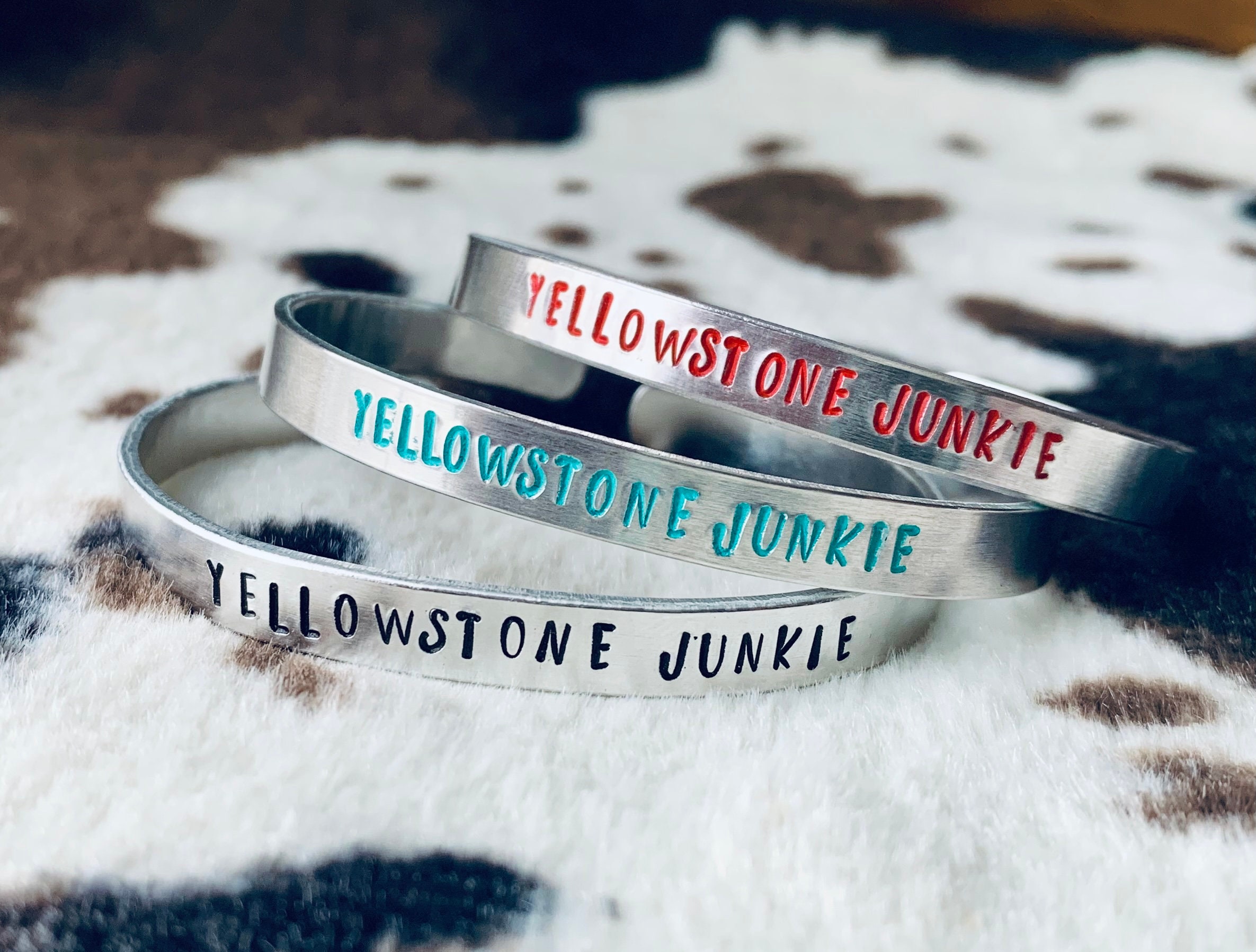 Yellowstone Stamped Bracelet, Yellowstone, Western Jewelry, Stamped ...