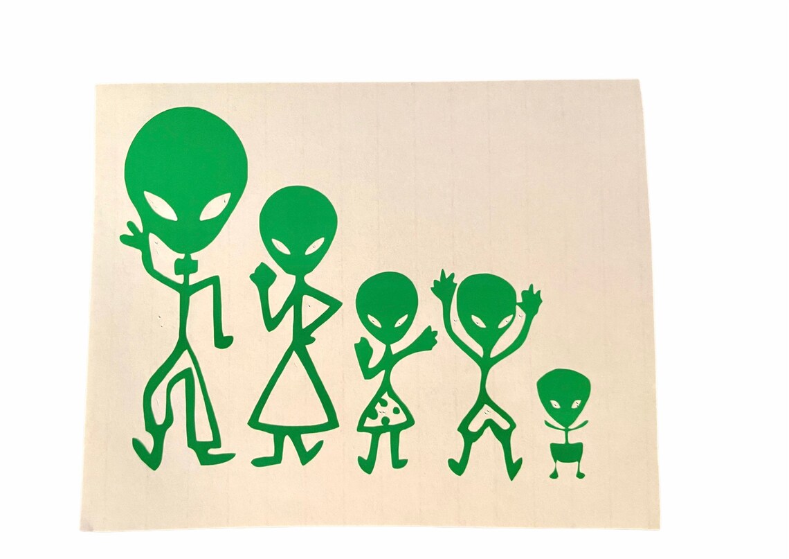 Alien Family Funny Car Decal 6in Sticker Custom color car | Etsy