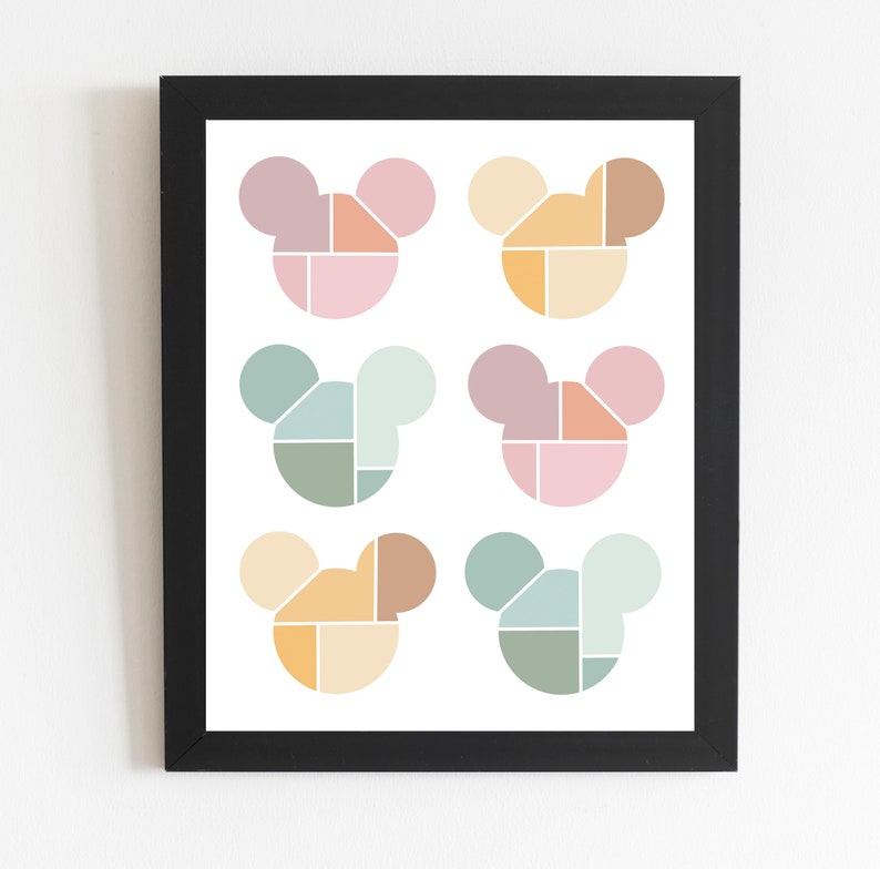 Mickey Mouse Digital Posters Set of 2, Disney World Art Print, Disney ...