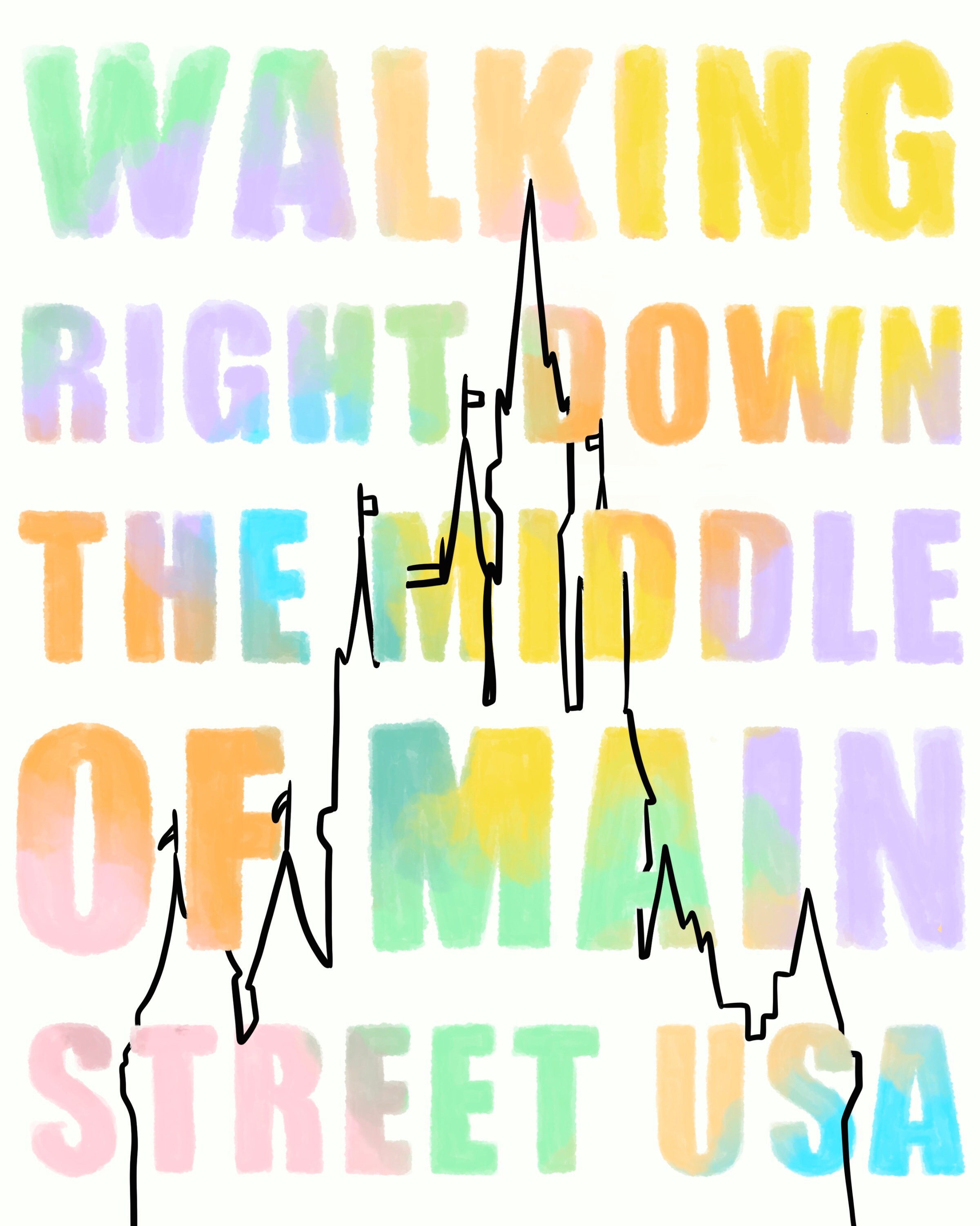 Main Street Digital Poster, Main Street USA Pop Art Print, Main Street ...