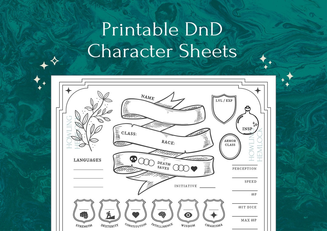 Dnd 5e Printable Character Sheet PDF // RPG Digital Download for ...