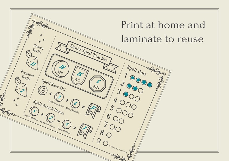 Dnd Printable Spell Slot Trackers for Dnd 5e // RPG Digital Download ...
