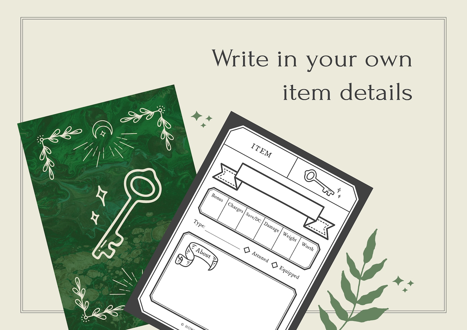 Dnd 5e Printable Custom Item Cards // RPG Digital Download // Dungeons ...