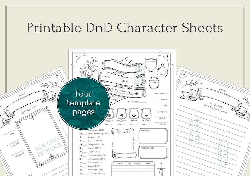 Dnd 5e Printable Character Sheet PDF // RPG Digital Download for ...