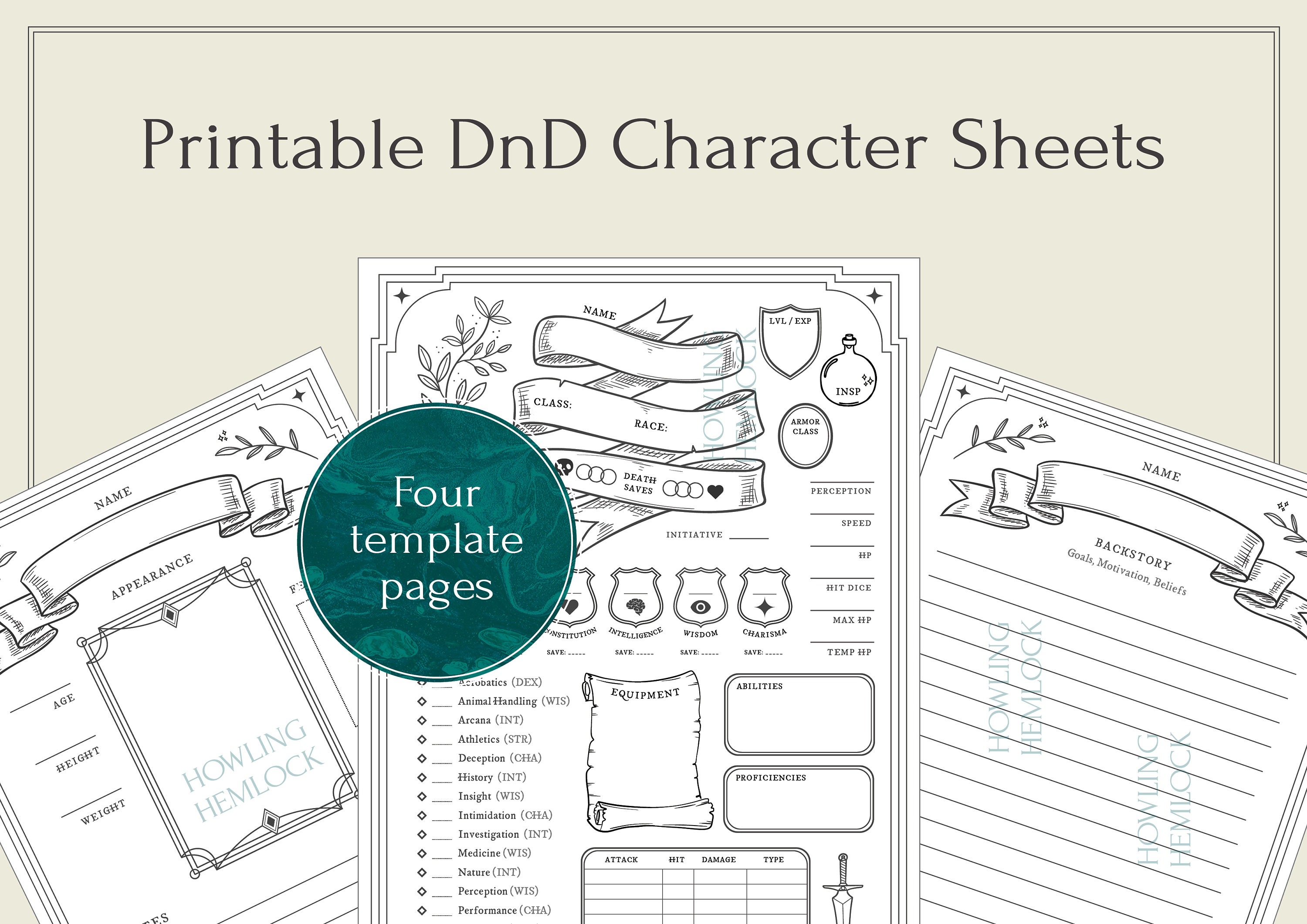 Dnd 5e Printable Character Sheet PDF // RPG Digital Download for ...