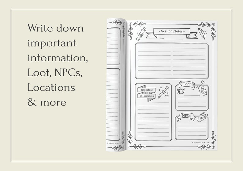 Printable Dnd & RPG Session Notes // Dungeons and Dragons Dnd - Etsy
