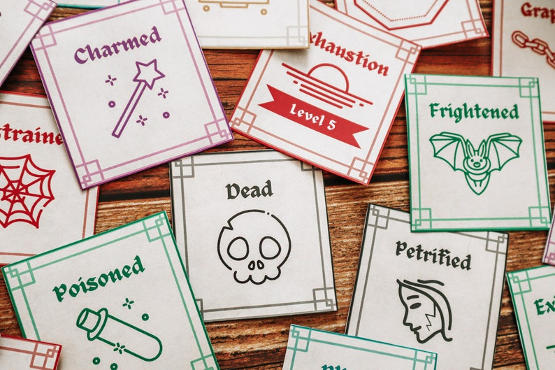 Dnd Printable Condition Token Cards for Dnd 5e // RPG Digital Download ...