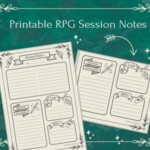 Printable Dnd & RPG Session Notes // Dungeons and Dragons Dnd 5e ...