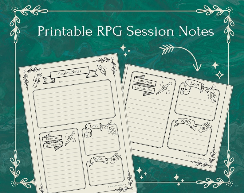 Printable Dnd & RPG Session Notes // Dungeons and Dragons Dnd - Etsy