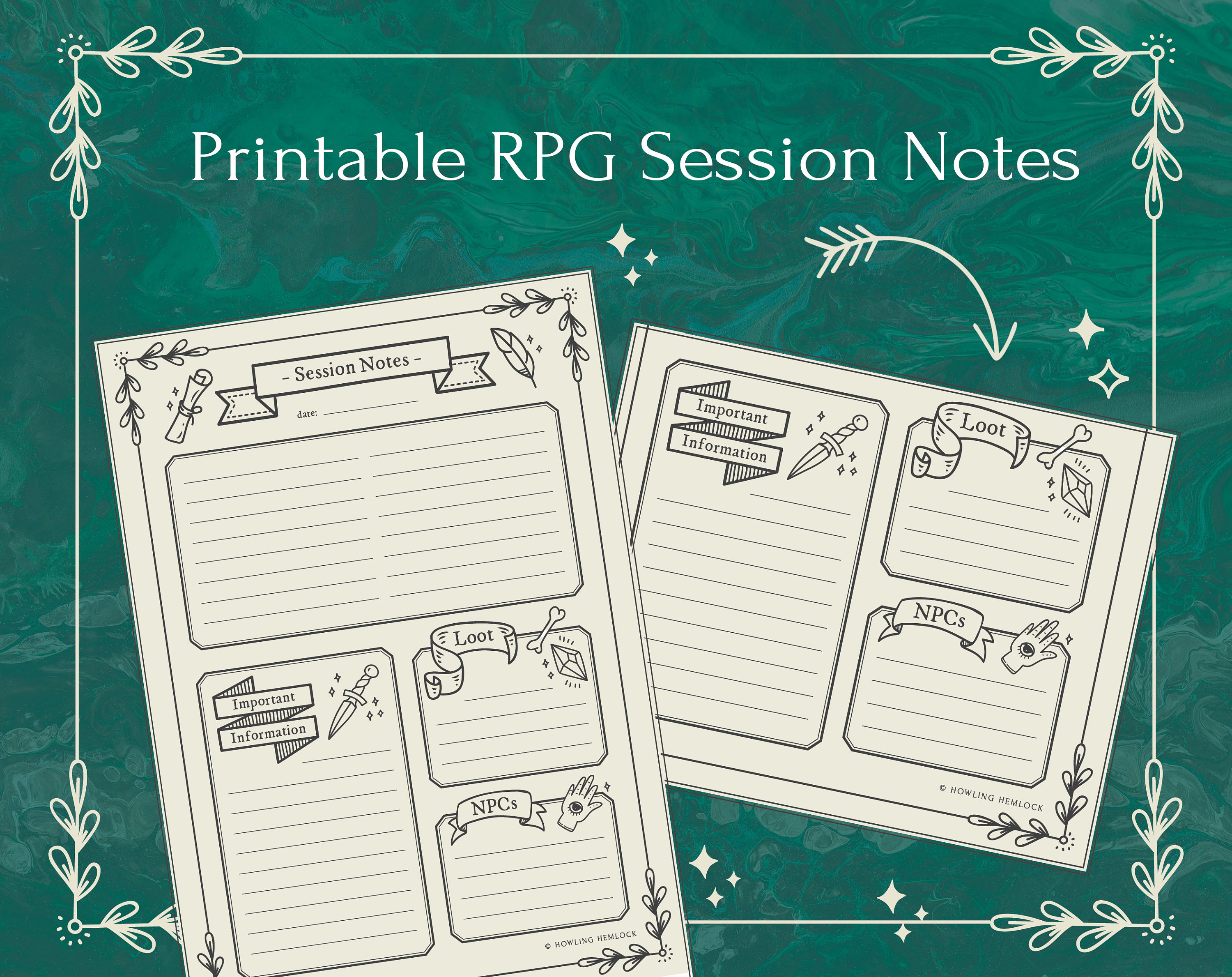 Printable Dnd & RPG Session Notes // Dungeons and Dragons Dnd 5e ...