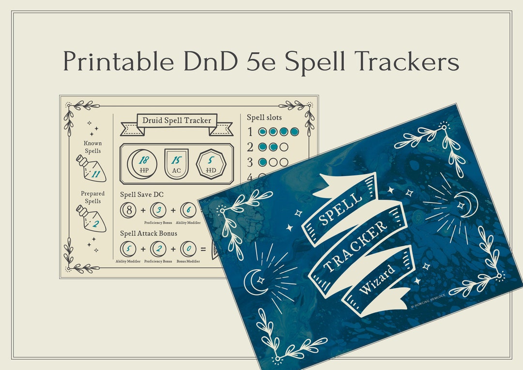 Dnd Printable Spell Slot Trackers for Dnd 5e // RPG Digital Download ...