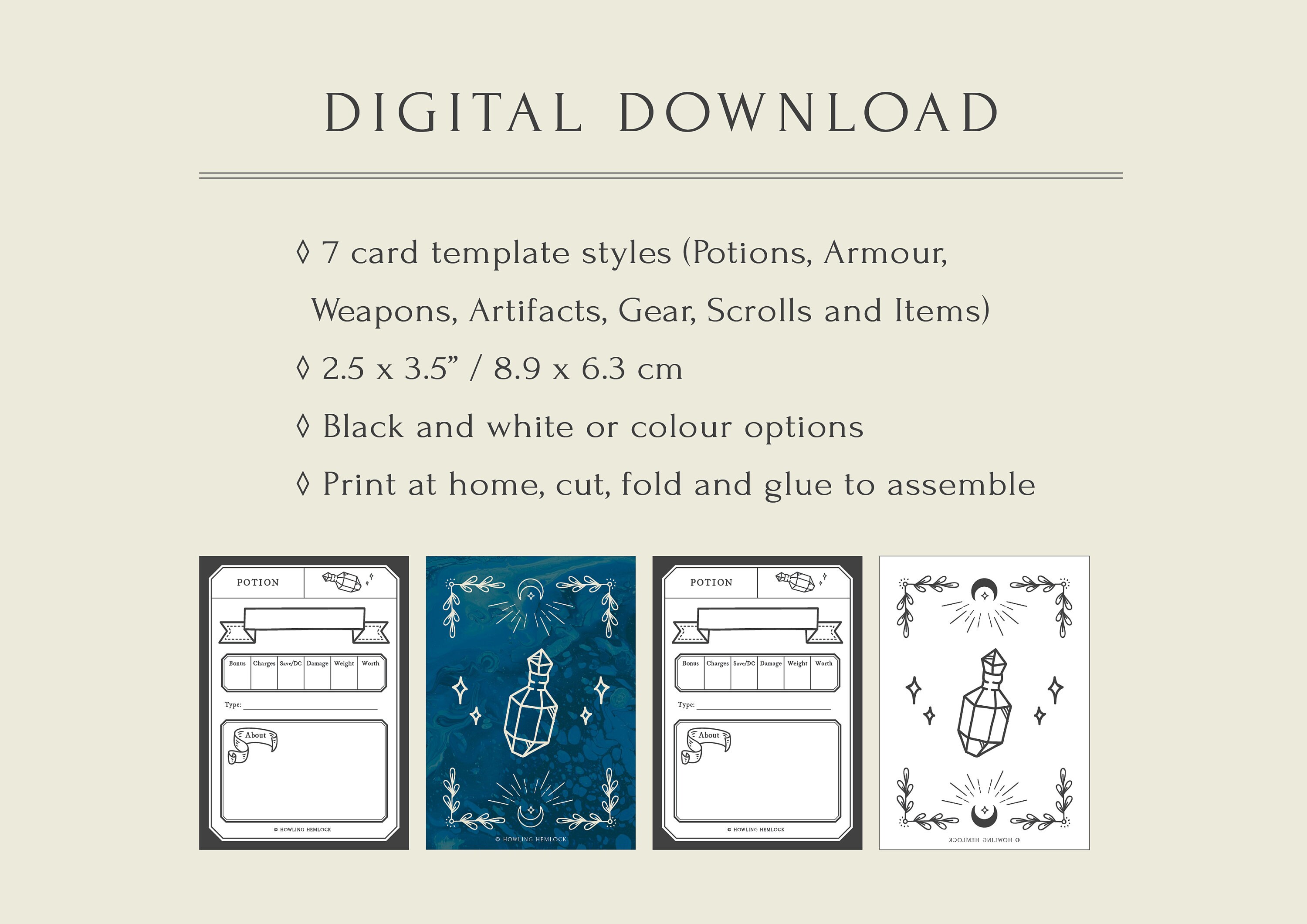 Dnd 5e Printable Custom Item Cards // RPG Digital Download // Dungeons ...