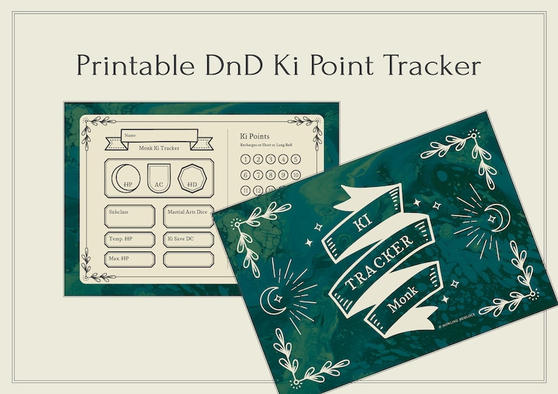 Dnd Printable Monk Ki Point Tracker for Dnd 5e // RPG Digital Download ...
