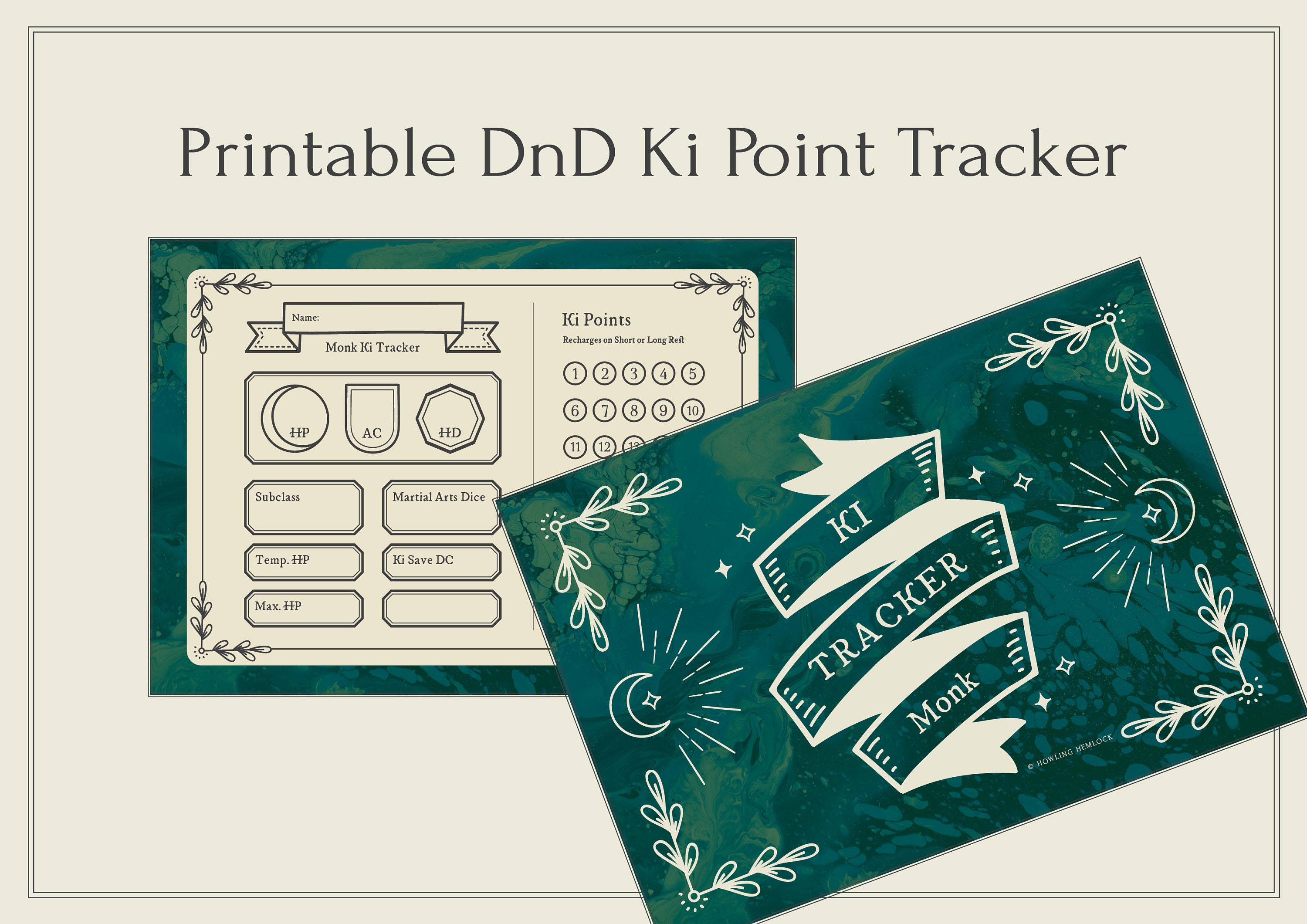 Dnd Printable Monk Ki Point Tracker for Dnd 5e // RPG Digital Download // Dungeons and Dragons ...