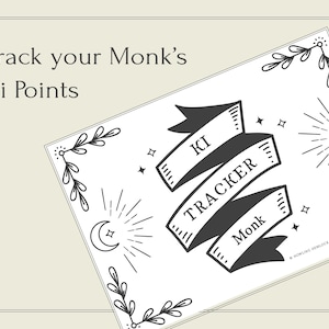 Dnd Printable Monk Ki Point Tracker for Dnd 5e // RPG Digital Download ...