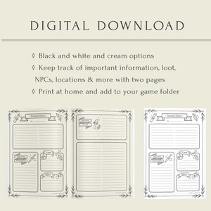 Printable Dnd & RPG Session Notes // Dungeons and Dragons Dnd 5e ...