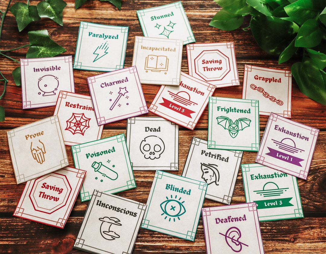 Dnd Printable Condition Token Cards for Dnd 5e // RPG Digital Download ...
