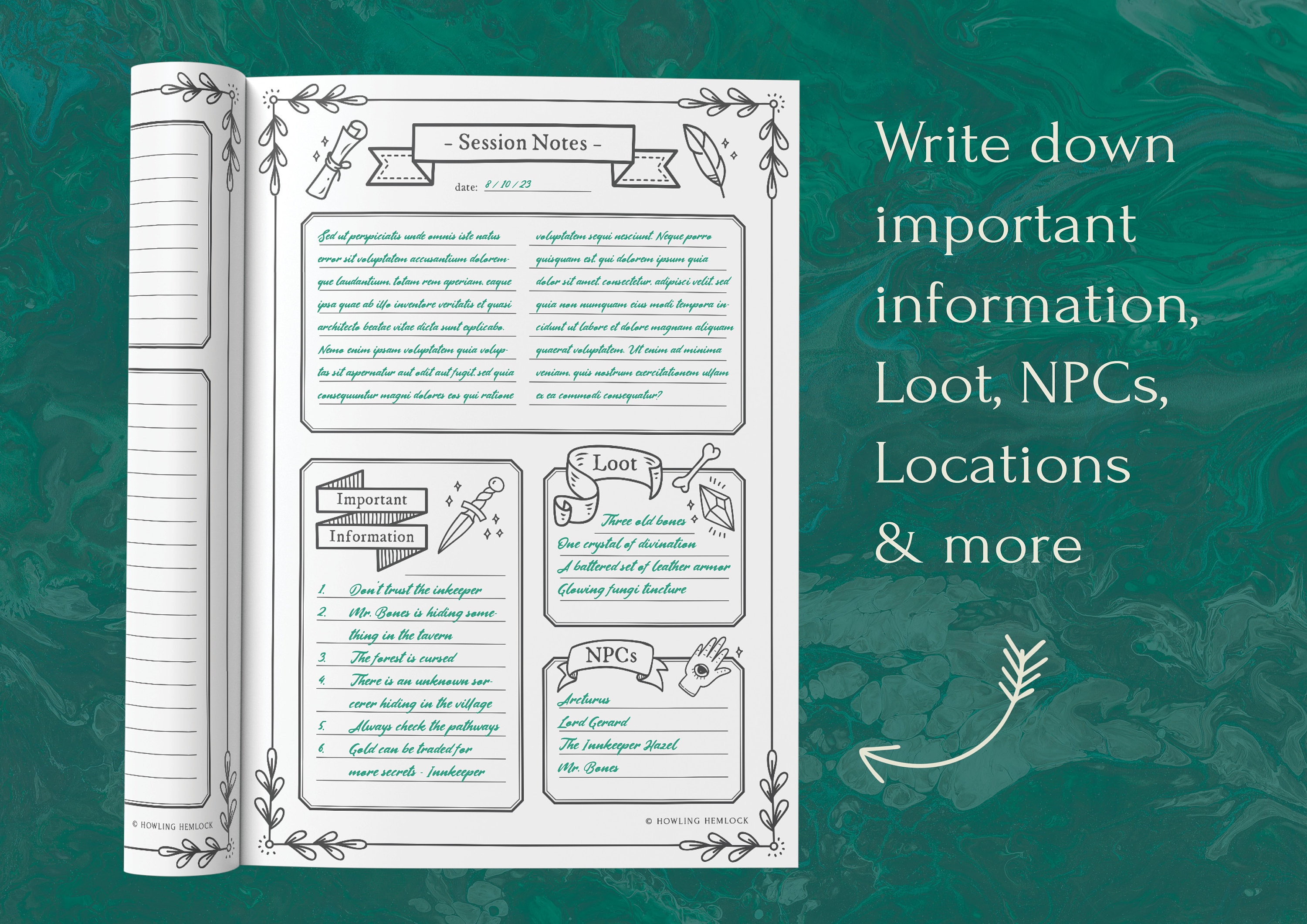 Printable Dnd & RPG Session Notes // Dungeons and Dragons Dnd 5e ...
