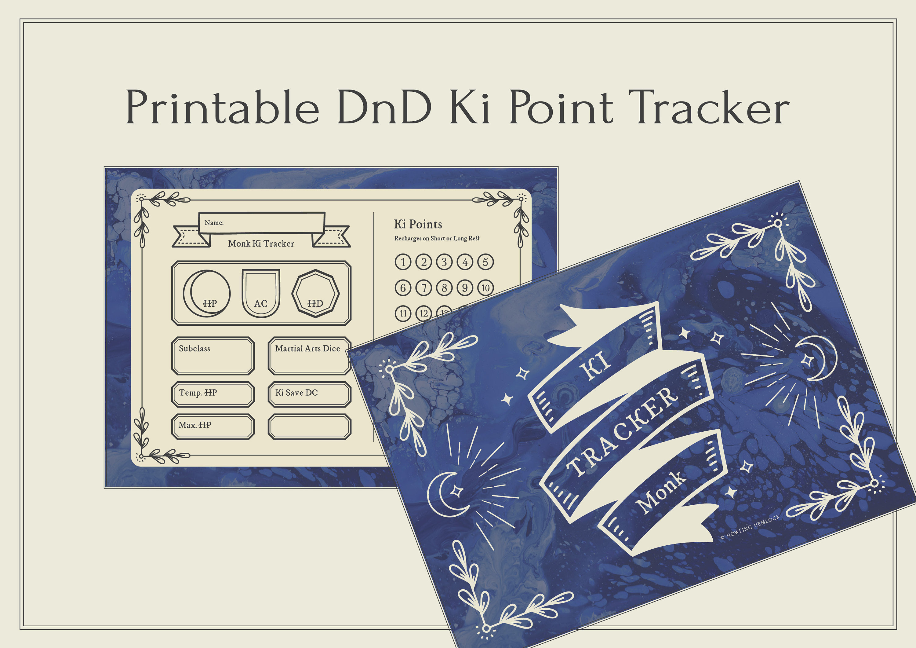 Dnd Printable Monk Ki Point Tracker for Dnd 5e // RPG Digital Download ...