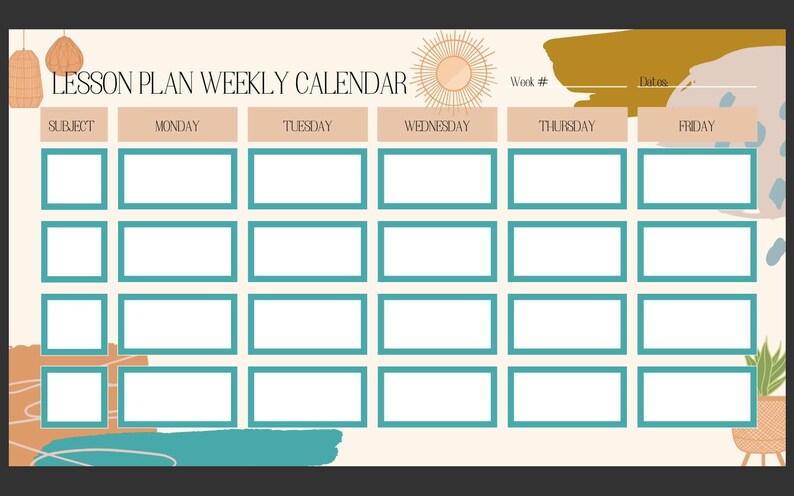 Lesson Plan Tracker Homework Tracker Digital Prints | Etsy