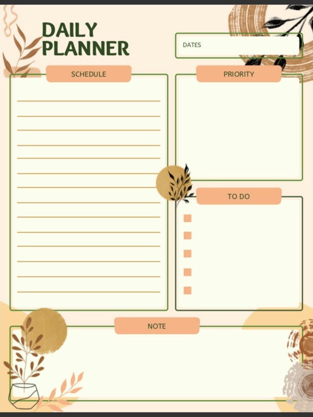 Printable BOHO Daily Panner| Self-care Tracker| Digital Prints ...