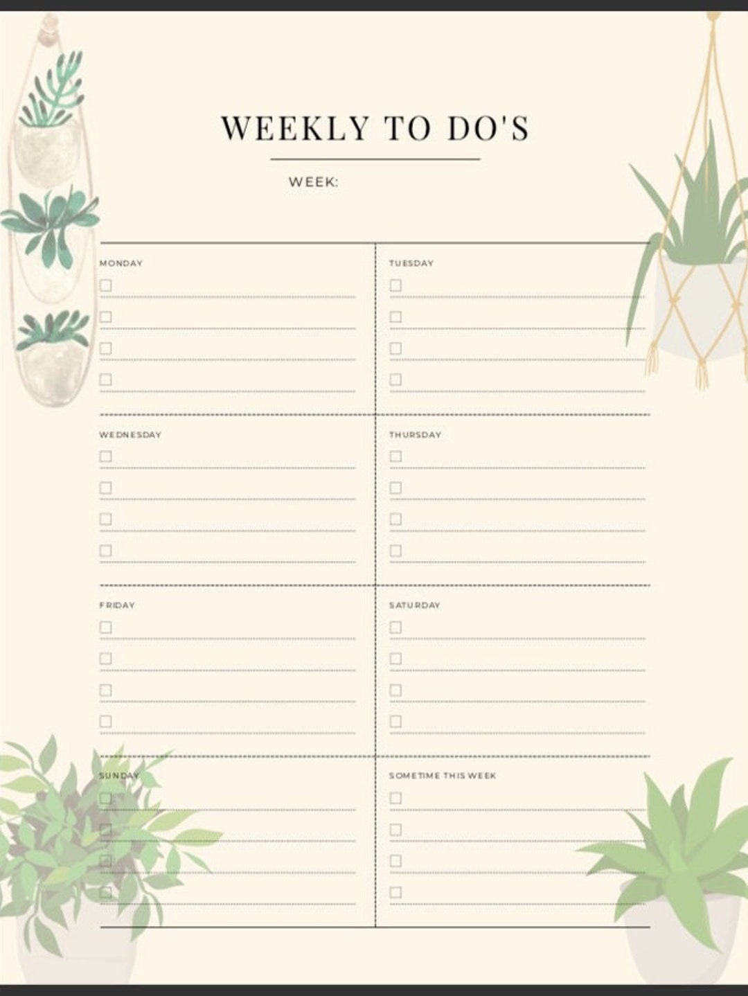 Weekly Planner Printable to Do List, Weekly Planner, Organizer, Digital ...