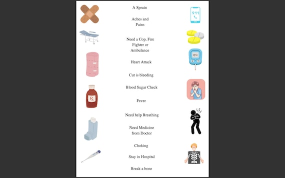 First Aid Matching Game Teaching First Aid Girl Scouts Elementary Schools Safety Plan Matching Game Etsy