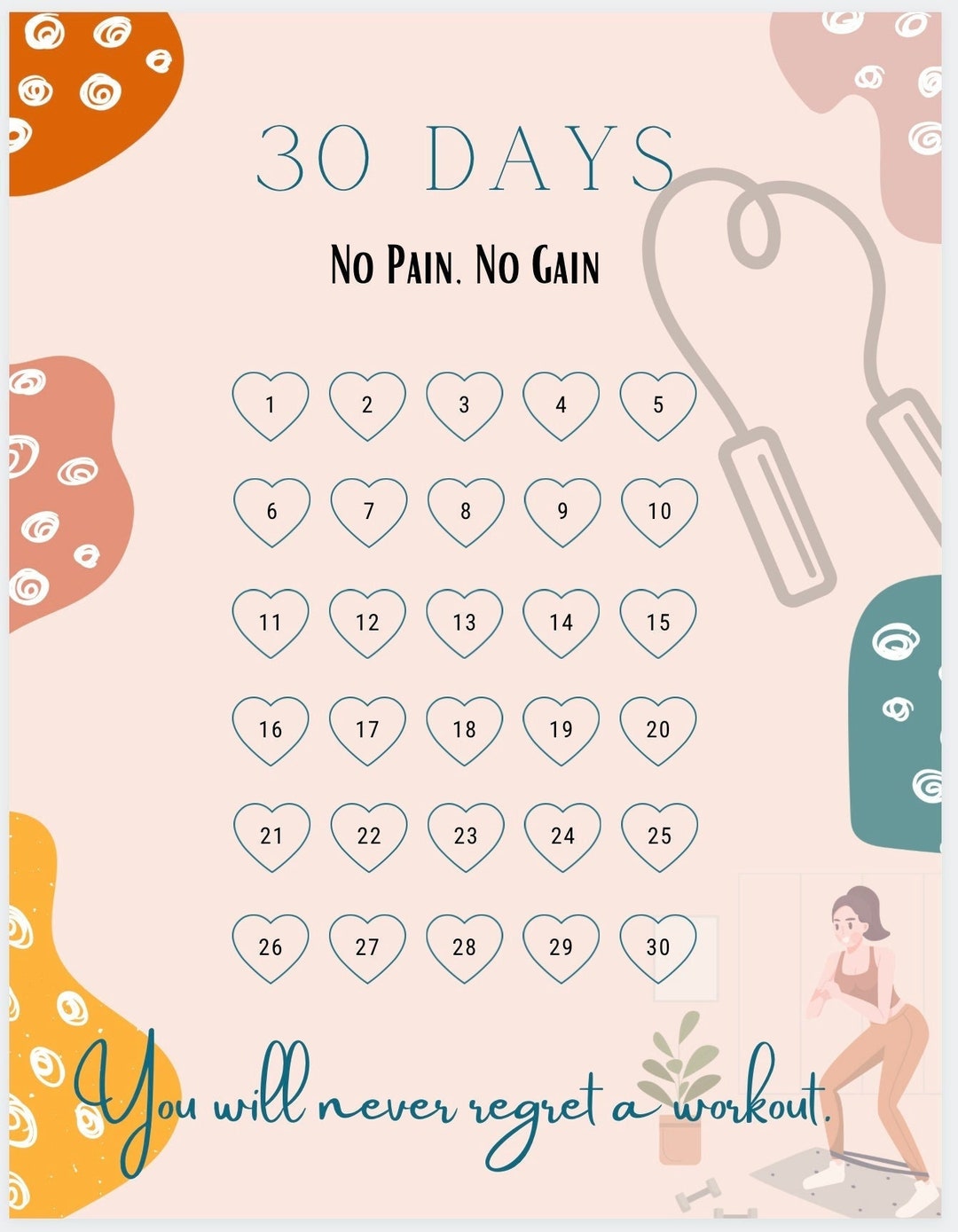 Printable Workout Tracker| 30 Day Tracker| Self-care Tracker| Digital ...