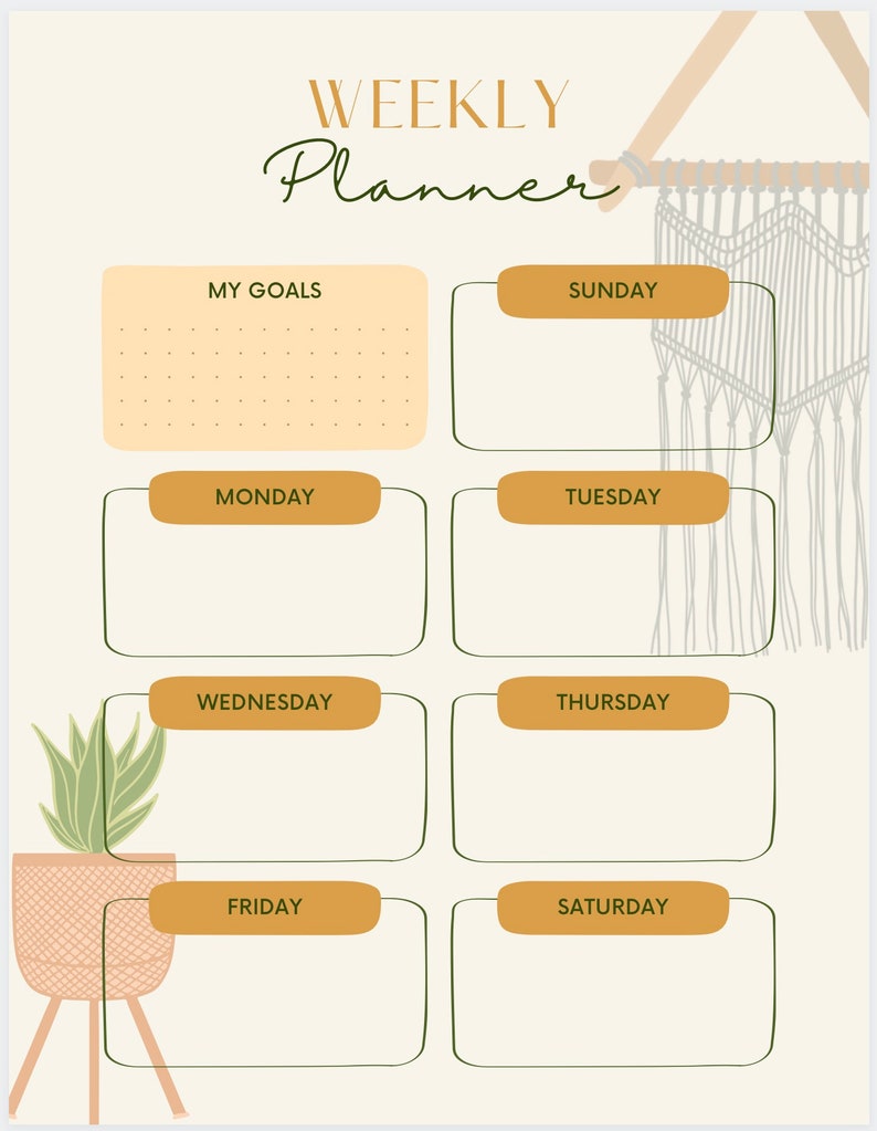 Printable Planner Packet| Boho Theme| Digital Prints| Organization ...