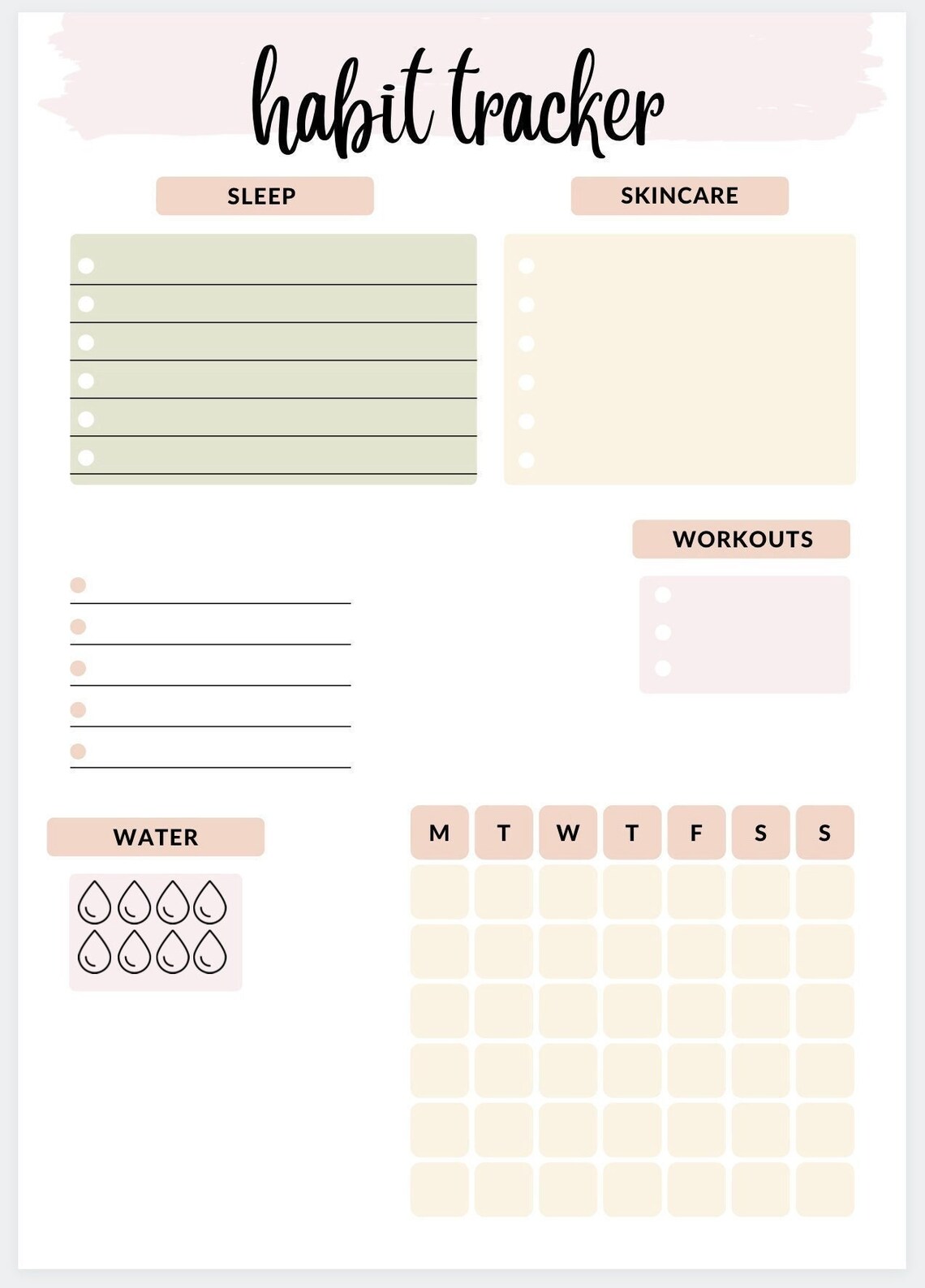 Printable Habit Tracker Self-care Tracker Digital Prints - Etsy